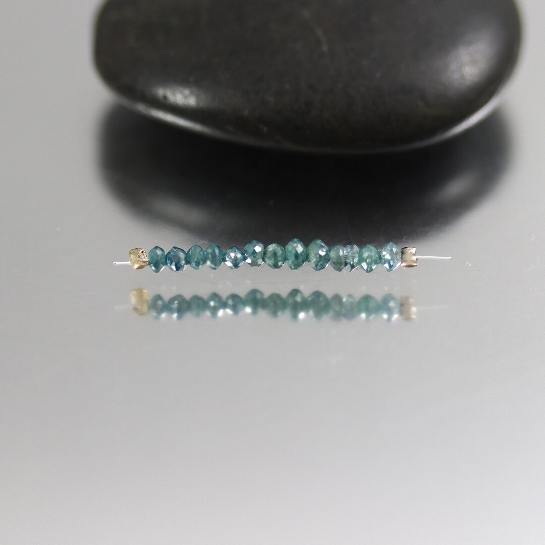 Teeny Tiny Blue Diamond Rondelle Beads - 1mm - Blue Diamond Beads - Set ...