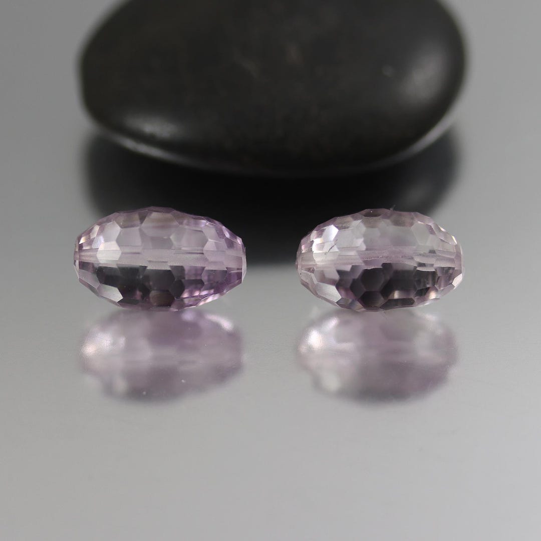 Reserved for Mandy Pink Amethyst Concave Cut Barrel Beads - Pair - Pink ...