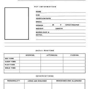 2-page Digital Pet Health Journal Templates. Printable. Pet Sitter ...