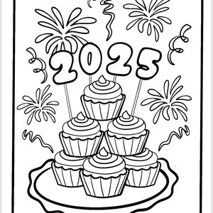 10 New Year Coloring Pages, 2025 Coloring Book, Printable PDF Book for ...