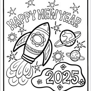 10 New Year Coloring Pages, 2025 Coloring Book, Printable PDF Book for ...