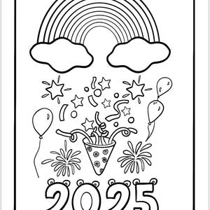 10 New Year Coloring Pages, 2025 Coloring Book, Printable PDF Book for ...