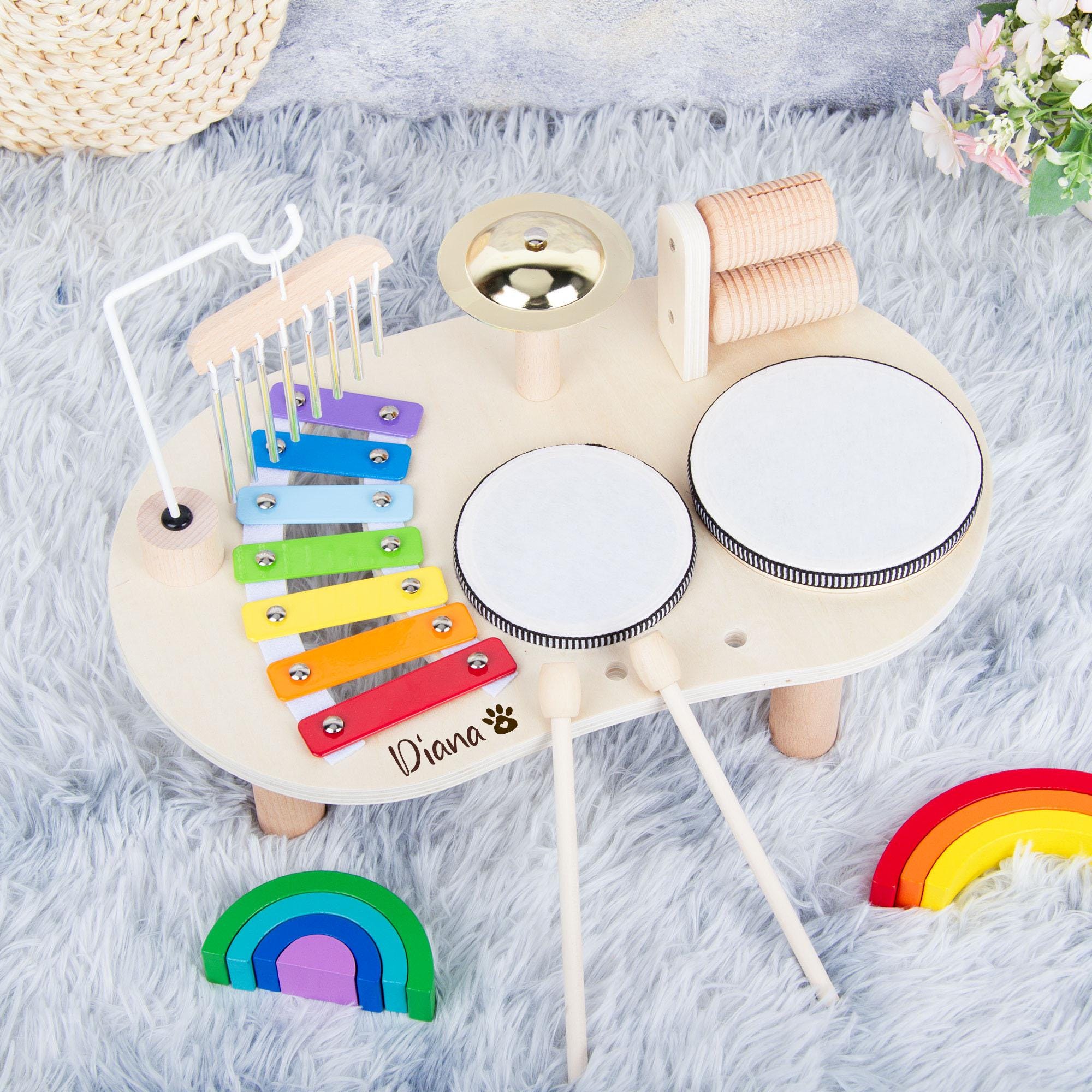 Custom Engraved Wooden Piano & Drum Set – Personalized Musical Toy for ...