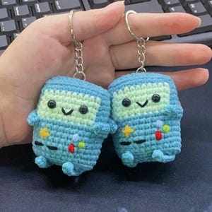 Cute Blue BMO Crochet Keychains, Cute Keychains, BMO Crochet Keychain ...
