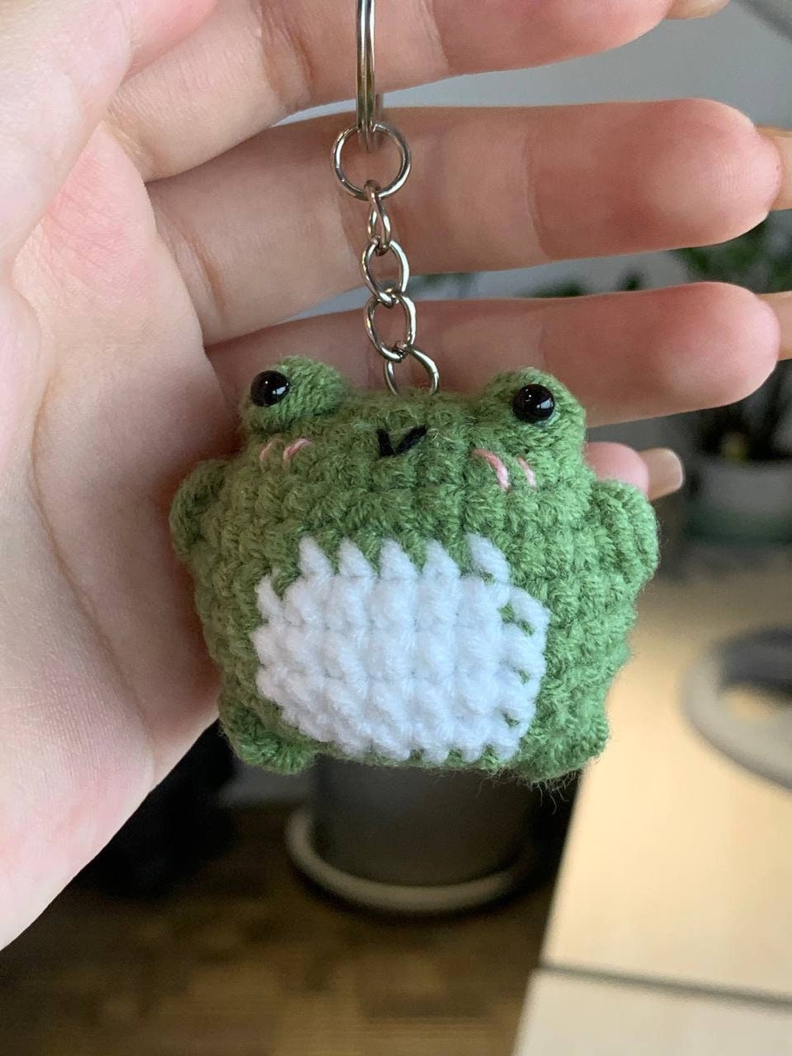 Handmade Crocheted Frog Keychain, Crochet Bumble Frog Crochet Cute Frog ...