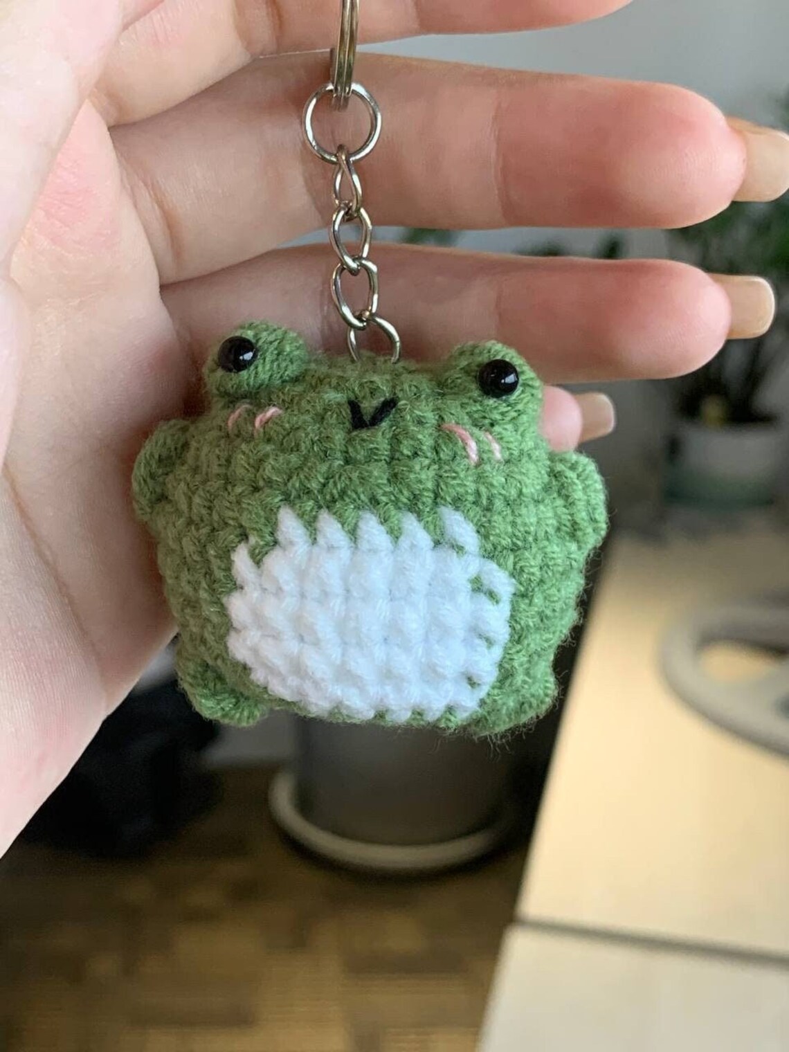 Handmade Crocheted Frog Keychain, Crochet Bumble Frog Crochet Cute Frog ...