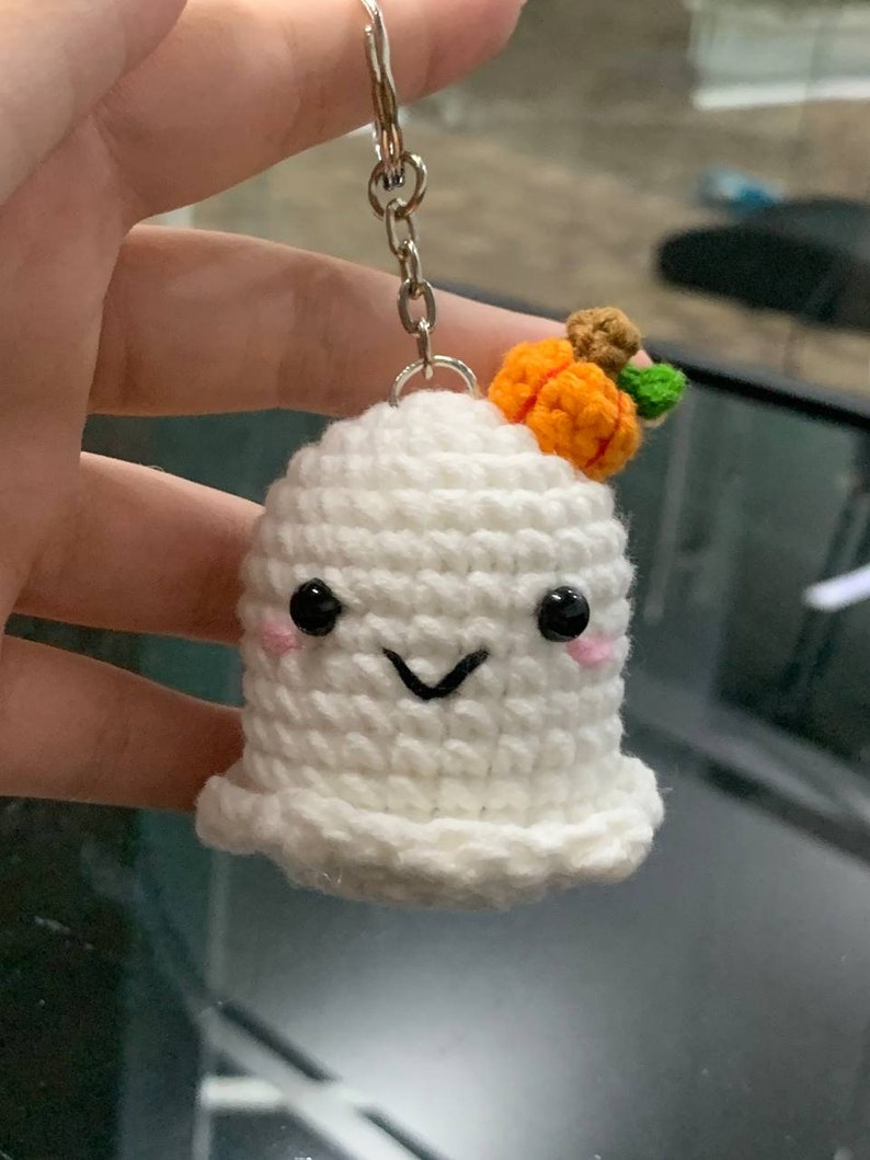 Crochet Cute Haloween Ghost, Crochet Ghost Keychain, Witch Keychain ...