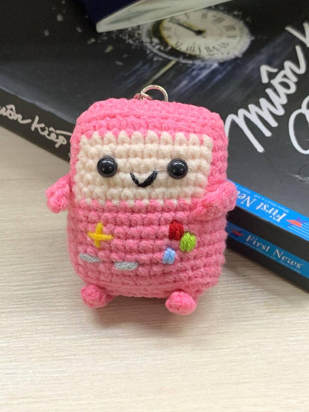 Cute Pink BMO Crochet Keychains, Cute Keychains, BMO Crochet Keychain ...