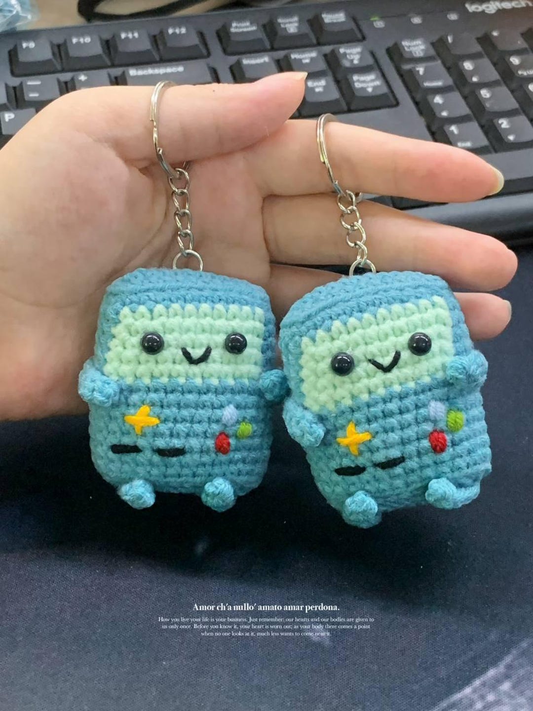 Cute Blue BMO Crochet Keychains, Cute Keychains, BMO Crochet Keychain ...