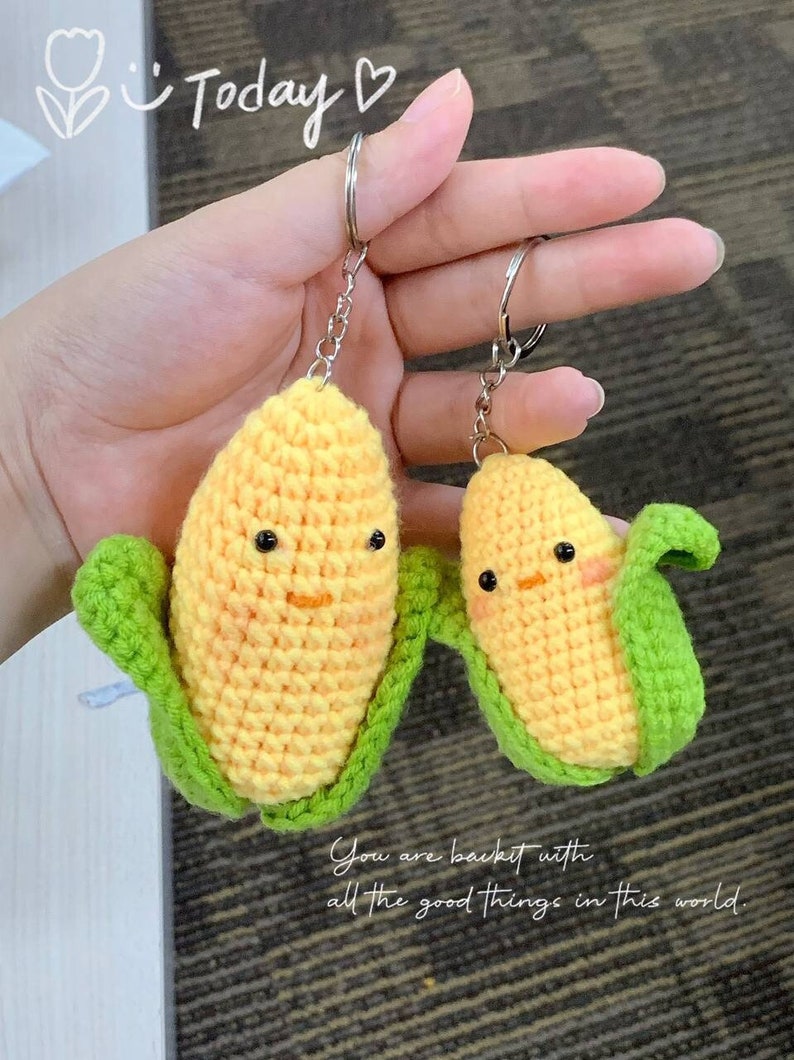 Handmade Amigurumi Baby Corn Crochet Keychain Handmade Baby Corn ...