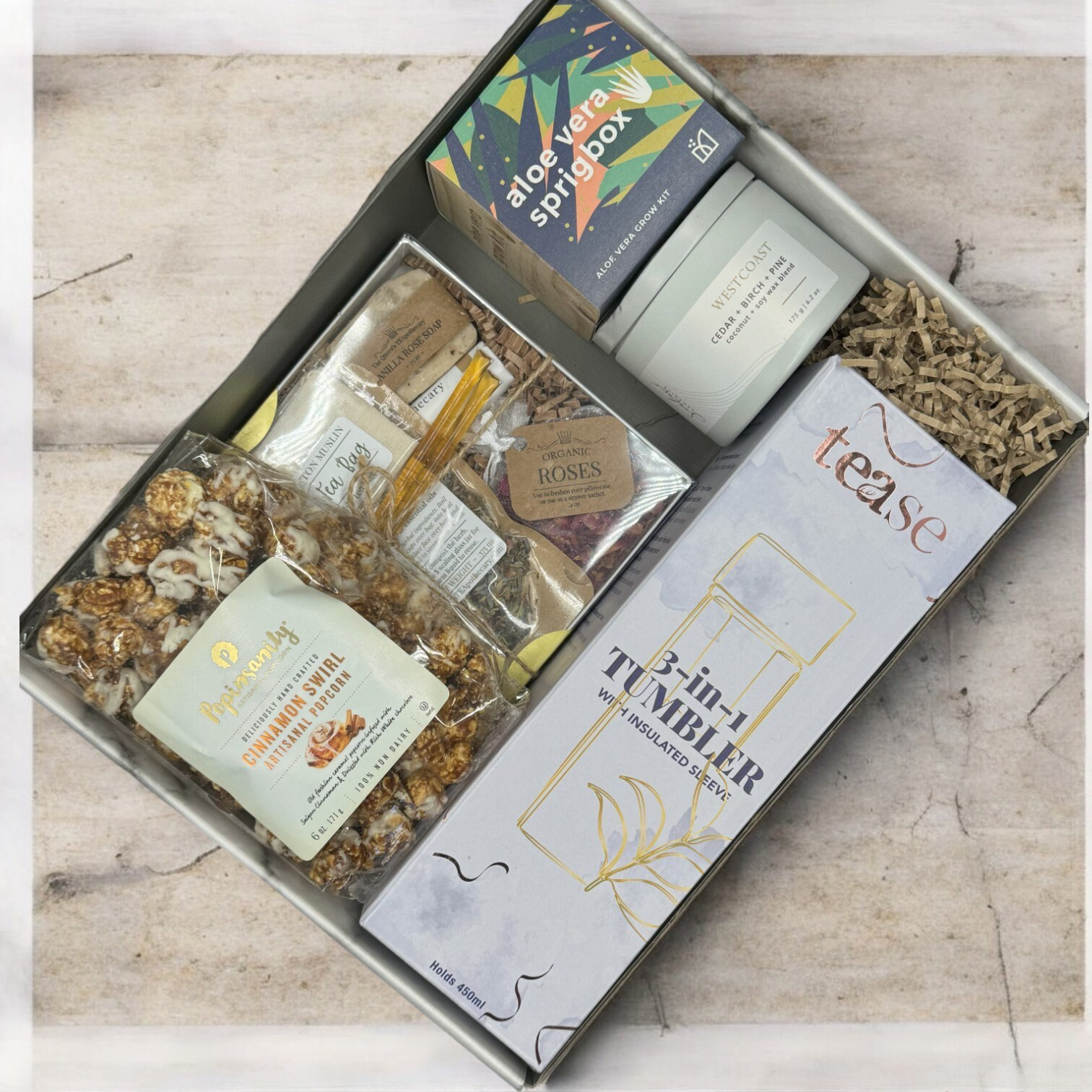 Nature's Serenity Gift Box | Tea Tumbler, Rose Tea Set, Aloe Vera Kit ...