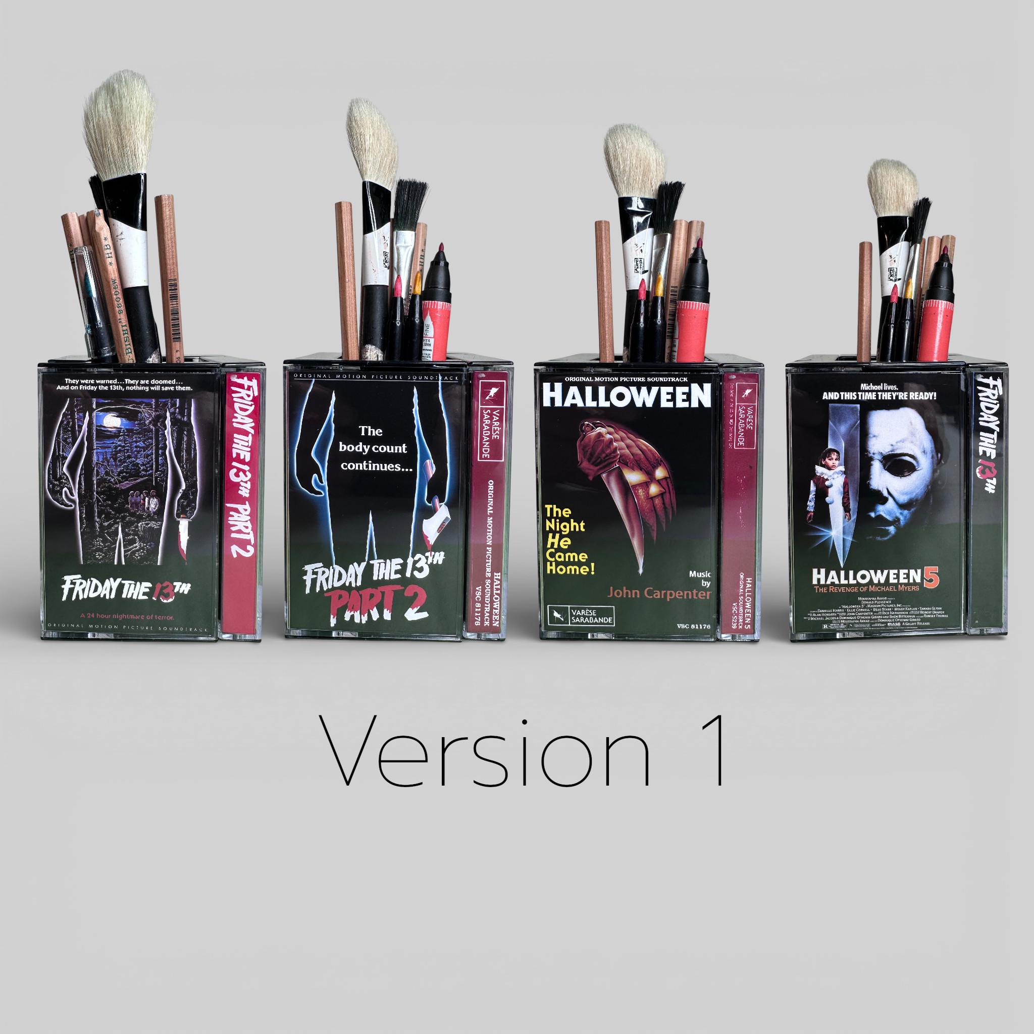 Horror Movie Cassette Tape Desk Organizer Unique Pencil Holder Makeup ...