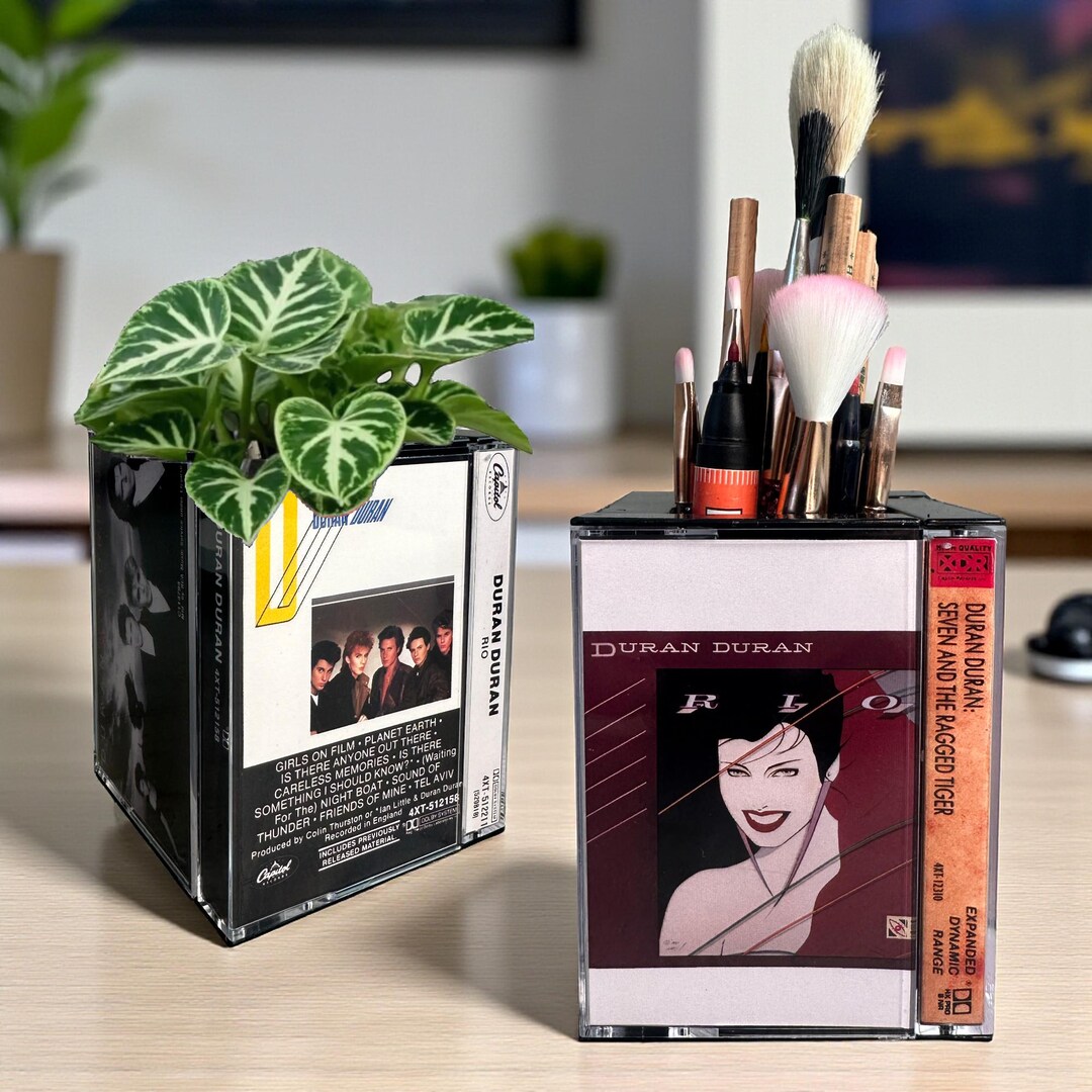 Vintage Duran Duran Cassette Tapes Desk Organizer, Pencil Holder Makeup ...