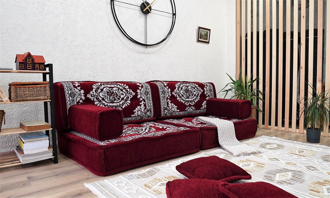 Floor Couch Arabic, Anatolian Floor Sofa Set: Oriental Red Couch ...