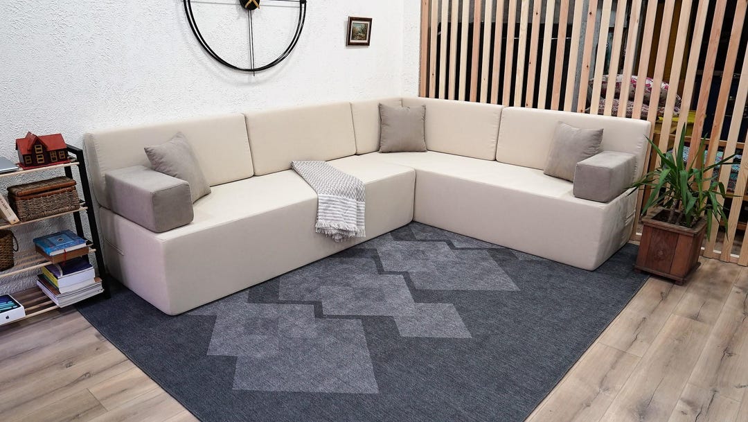 Modern Oversized Thick Floor Couch, Comfortable Lounge Seating for ...