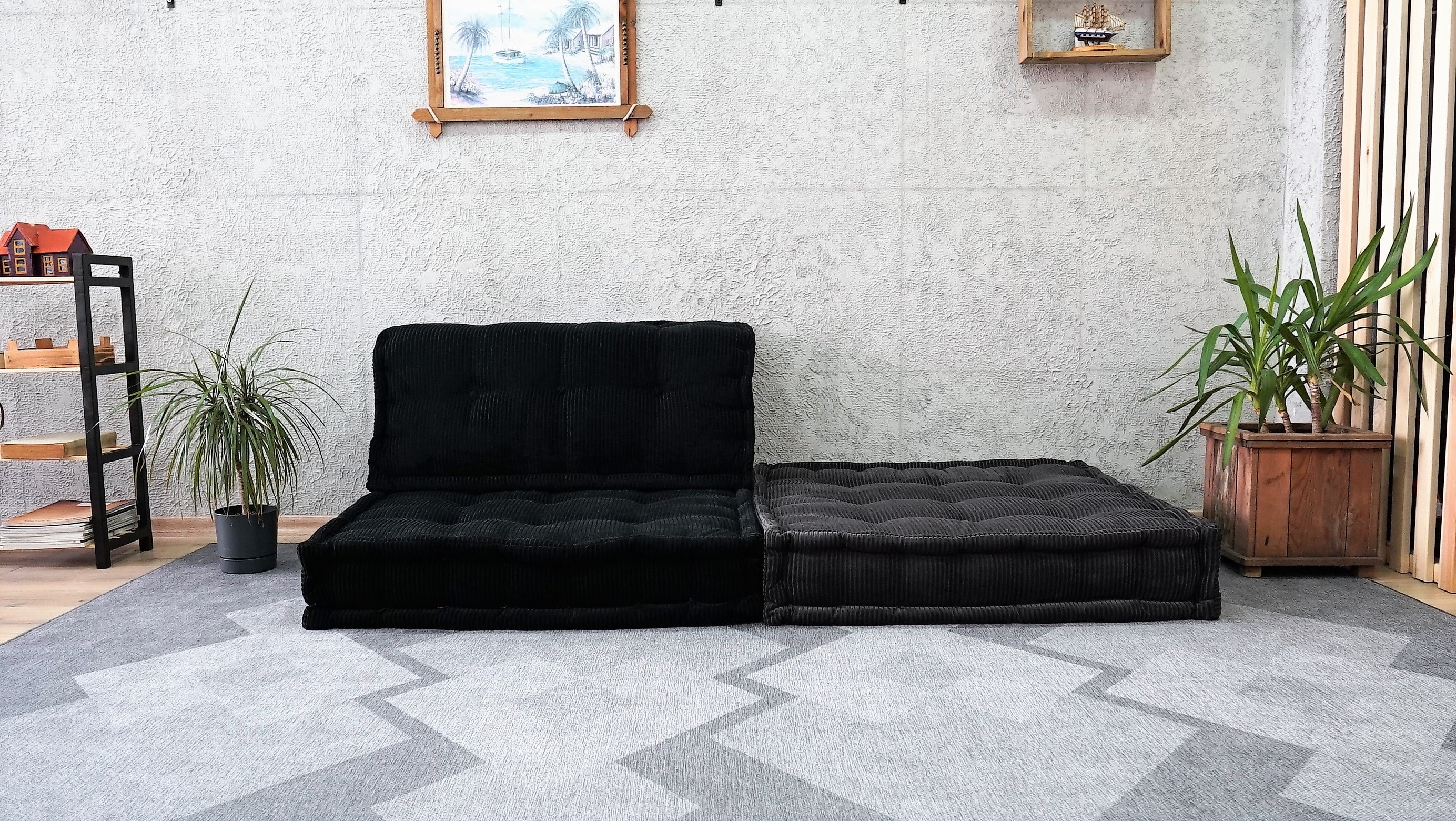 Japanese Floor Sofa, Minimalist Couch With Back, French Cushion Custom ...