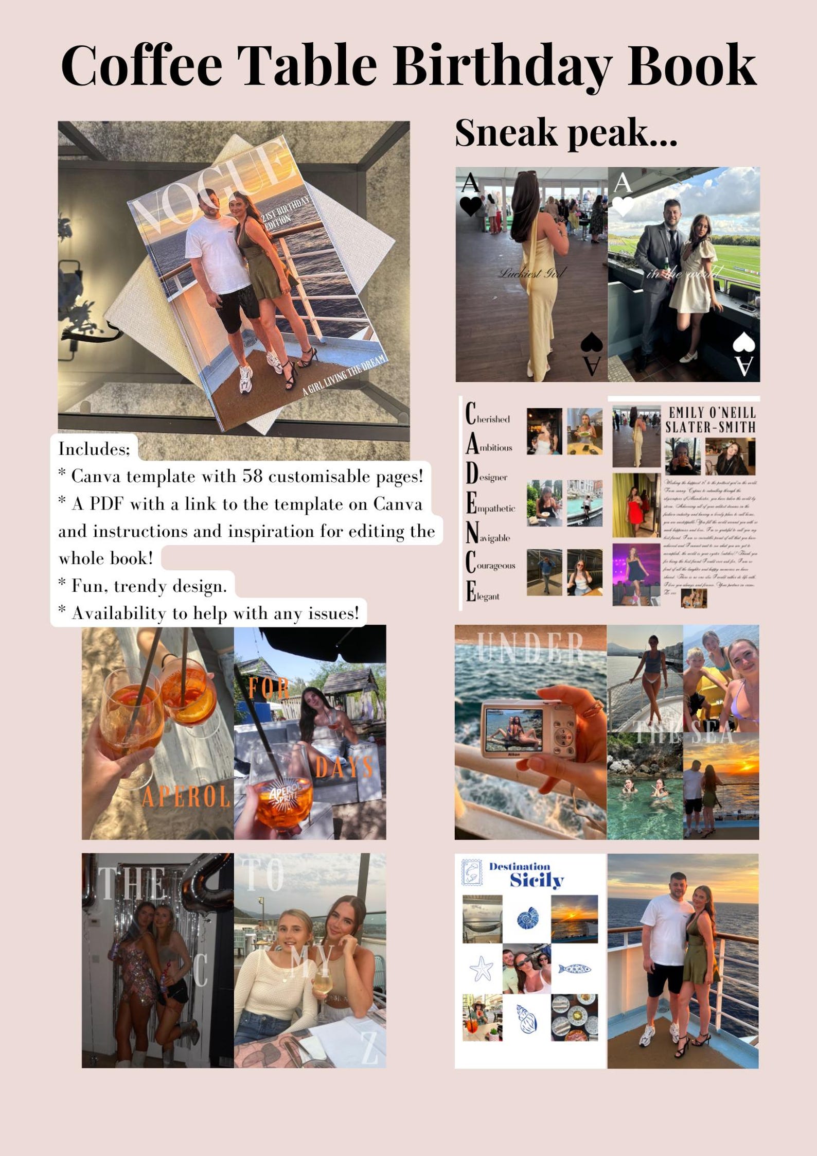 Birthday Coffee Table Book / Magazine Template - Etsy