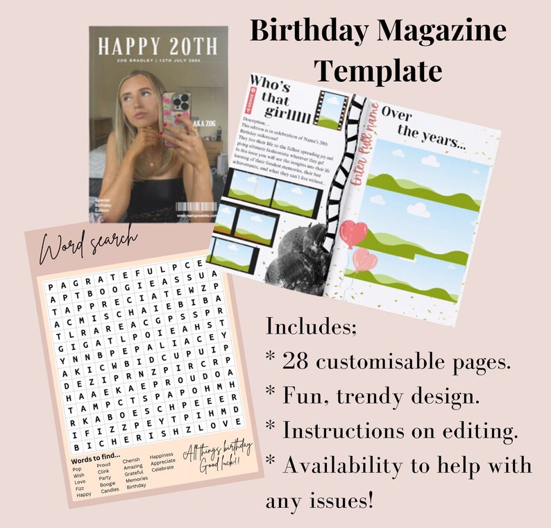 Birthday Magazine Template for Best Friend - Etsy