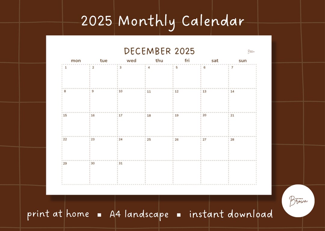 2025 Monthly Calendar. Print at Home. Digital Download. - Etsy