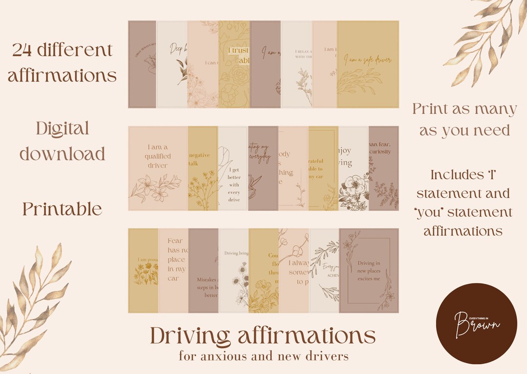 Driving Affirmation Cards - Etsy