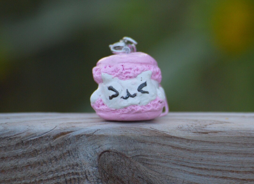 Poly Clay Macaroon Kitty Cat Keychain Charm - Etsy