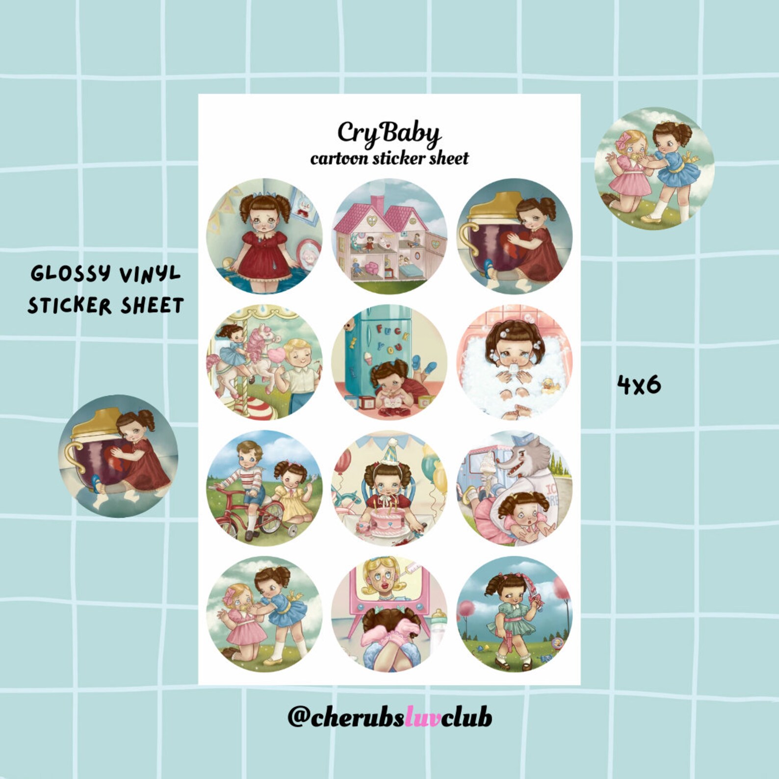 Melanie Martinez Cartoon Sticker Sheet Cute Stickers, Bullet Journal ...