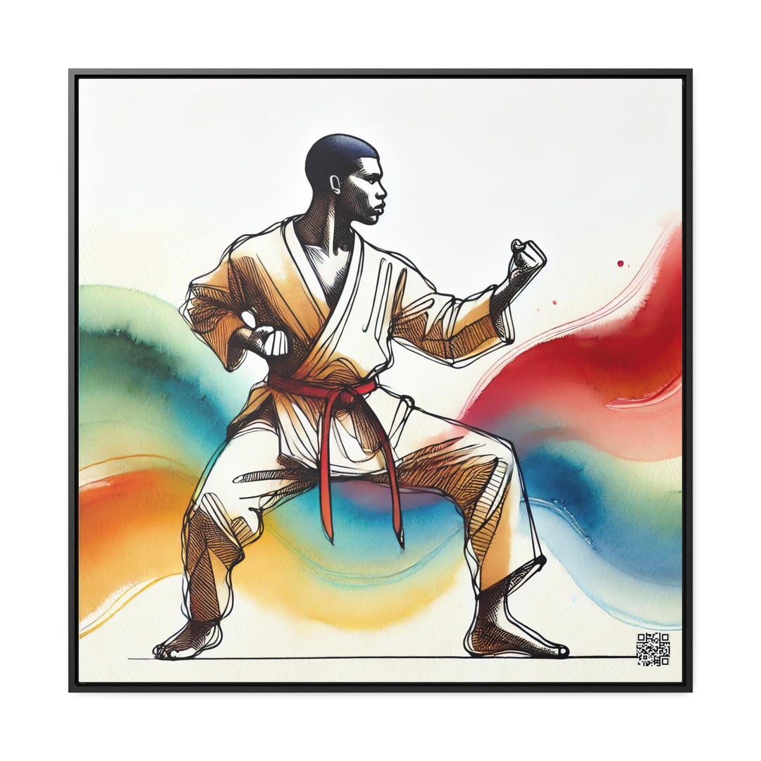 Karate Man Square Frame Canvas Wrap, Martial Arts Home Decor, Fitness ...