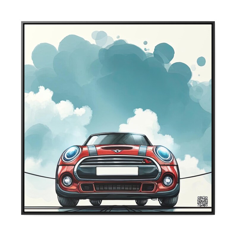 Canvas Wraps: Red Mini Cooper on Highway Square Frame Wall Art, Home ...