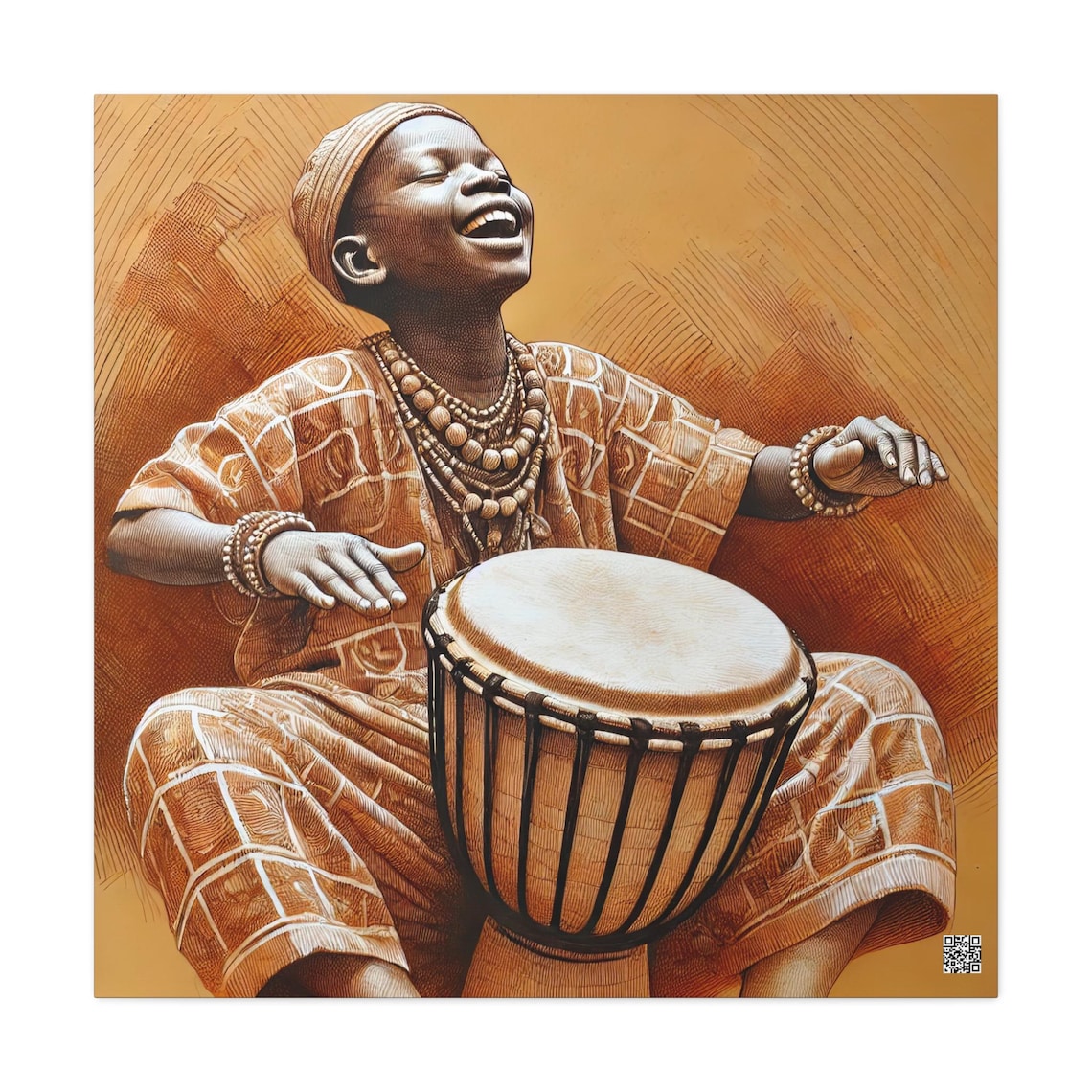 Djembe Joy #2 | African Drummer Boy | Modern African Wall Canvas Art - Etsy