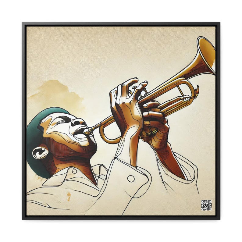 Musician Canvas Art, Trumpet Player Square Frame Wall Art, Jazz Lover ...