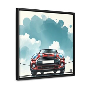 Canvas Wraps: Red Mini Cooper on Highway Square Frame Wall Art, Home ...
