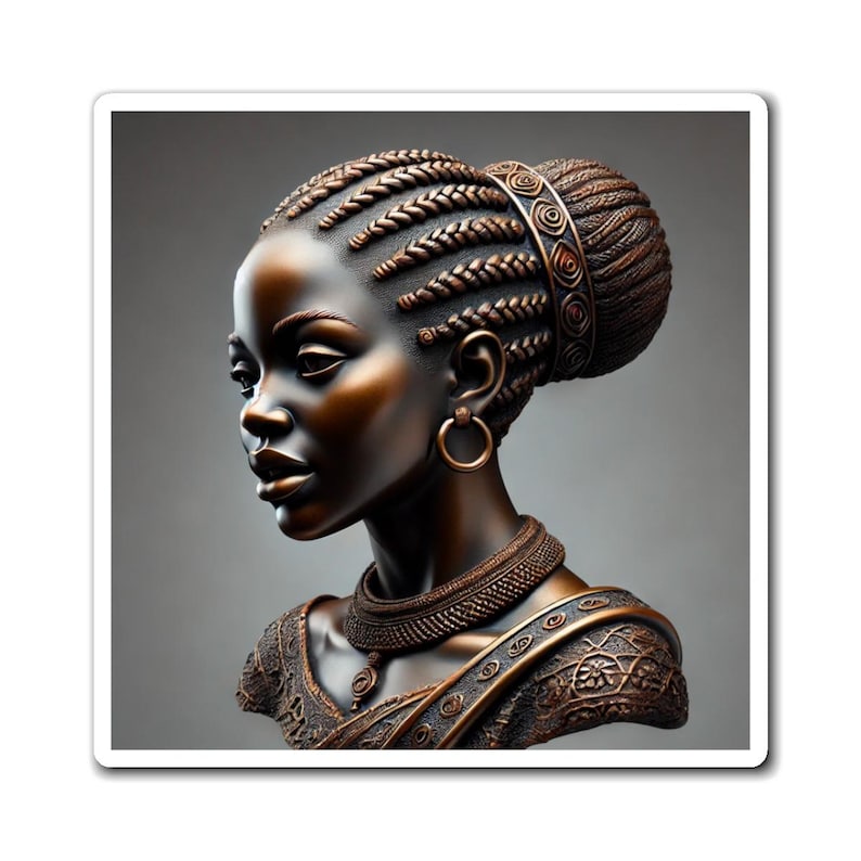 Magnets - African Woman Bronze Bust Fridge Magnet, Home Decor, Kitchen ...