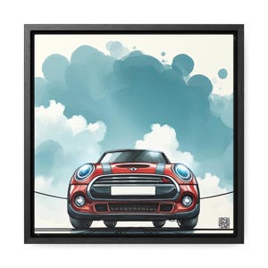 Canvas Wraps: Red Mini Cooper on Highway Square Frame Wall Art, Home ...