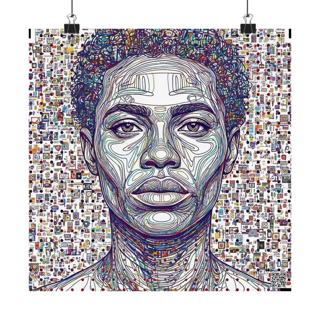Continuous Line Black Man Portrait Matte Vertical Poster - Etsy