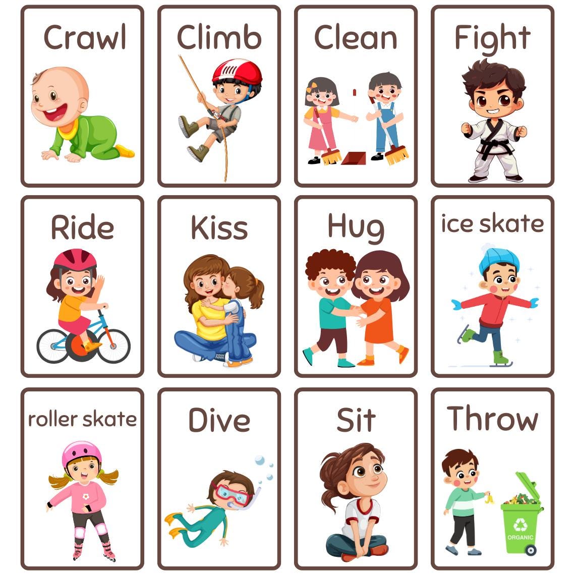 64 Printable Action Verbs Flashcards Speech Therapy ESL Vocabulary ...
