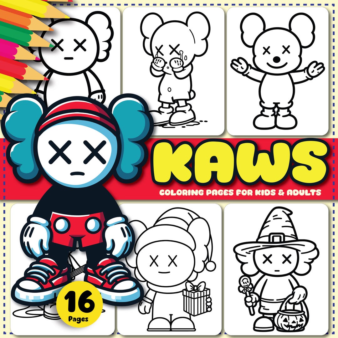 Cute 16 Printable Kaws Graffiti Coloring Pages Kids & Aduls, Bold and ...