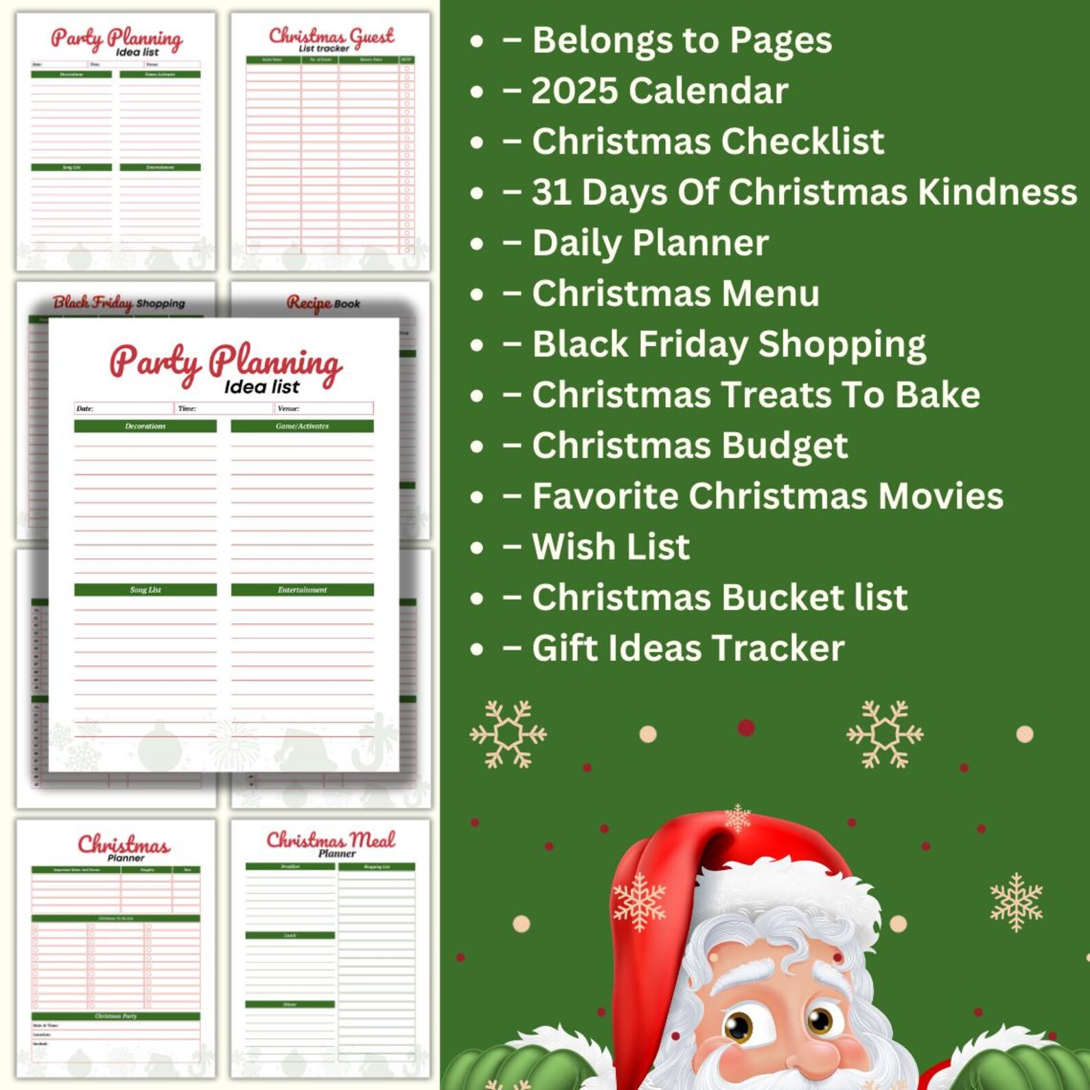 Cute 31 Printable Christmas Planner, Holidays Planner, Christmas Gift ...