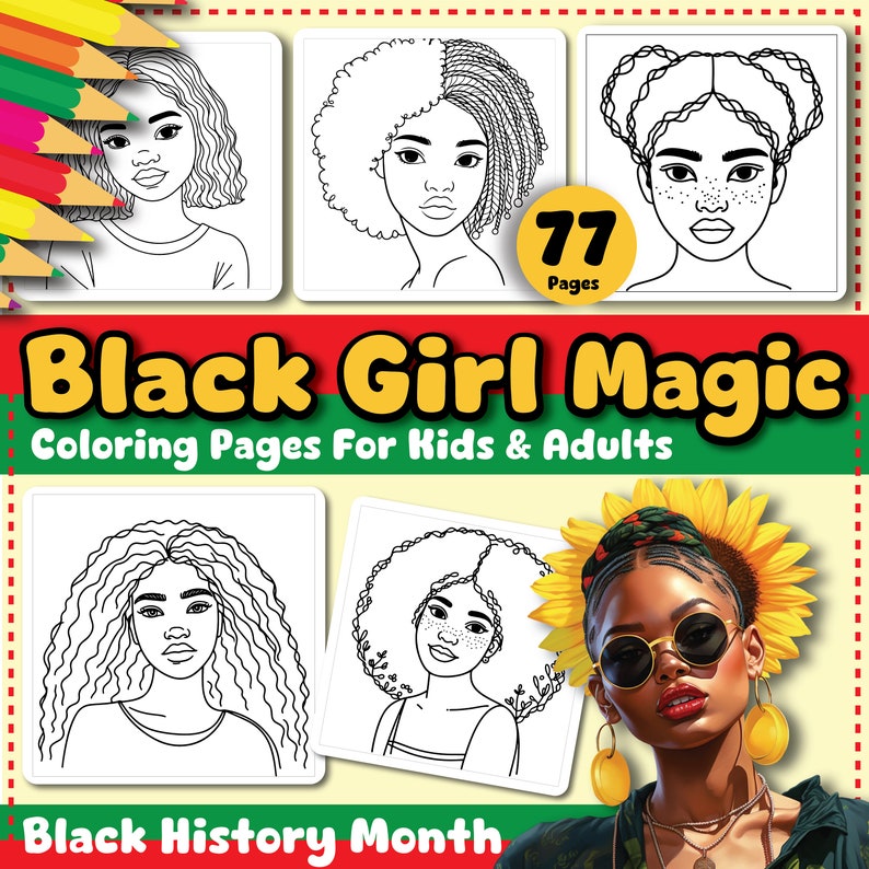 77 Printable Pretty Black Girl Magic Faces Portrait Coloring Pages for ...