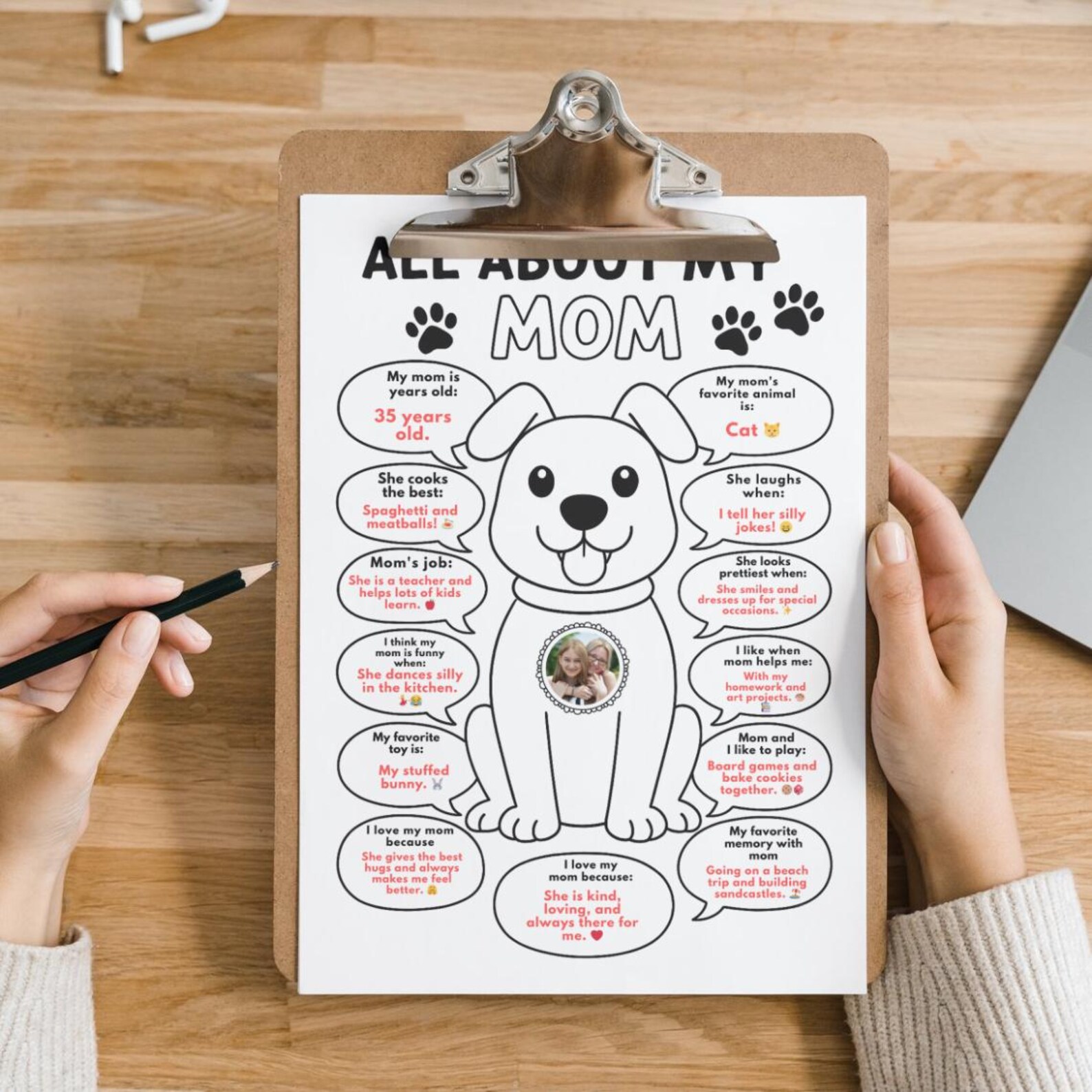 Mother's Day PRINTABLE Coloring Page - Dog All About My Mom - INSTANT ...