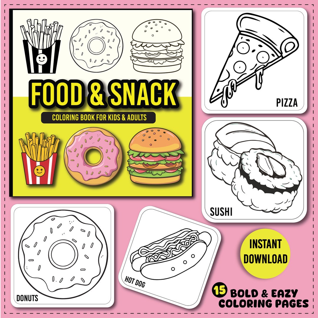 Bold and Easy 18 Printable Food & Snack Coloring Pages for Kids and ...