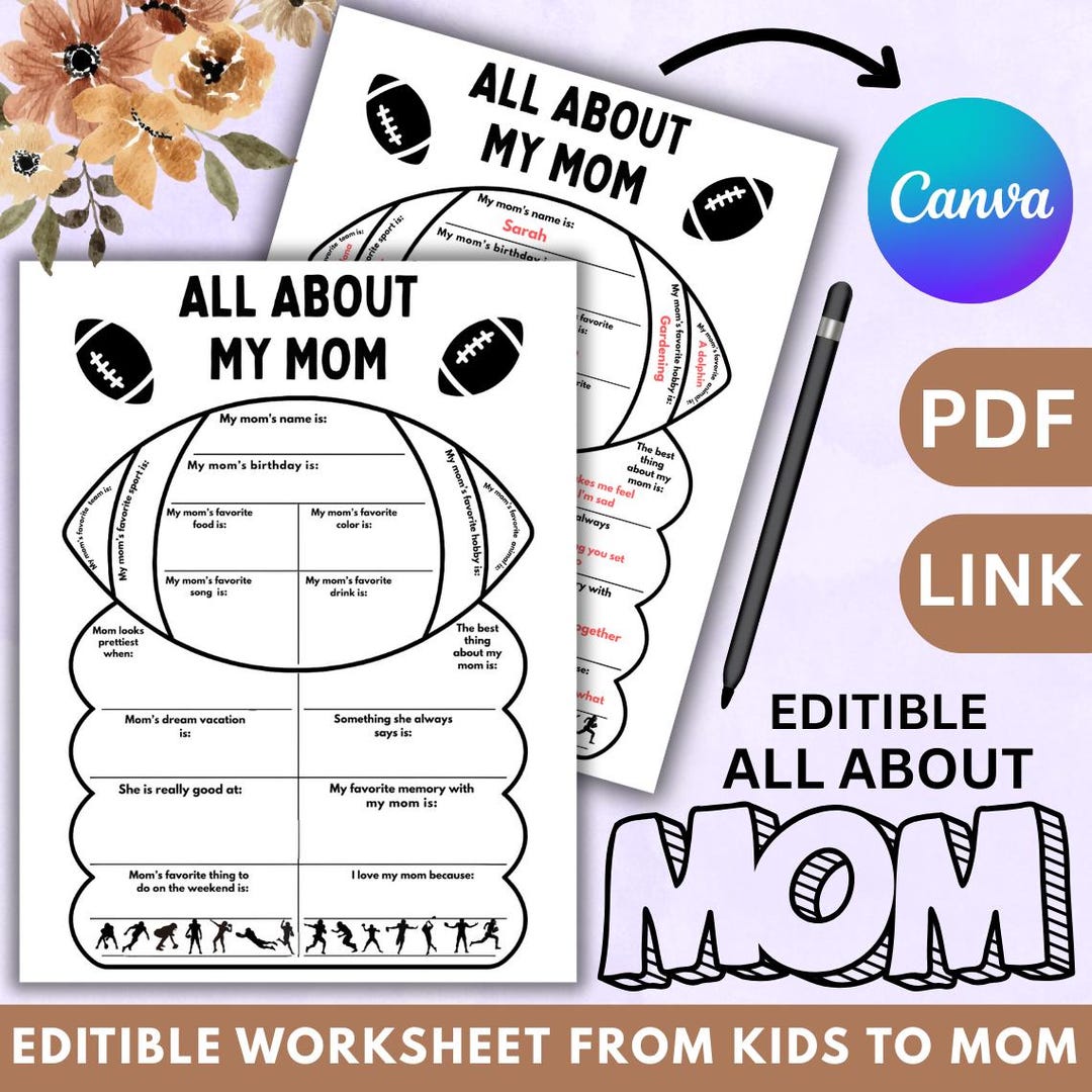 Mother's Day Printable, All About My Mom Questionnaire, Fill in the ...