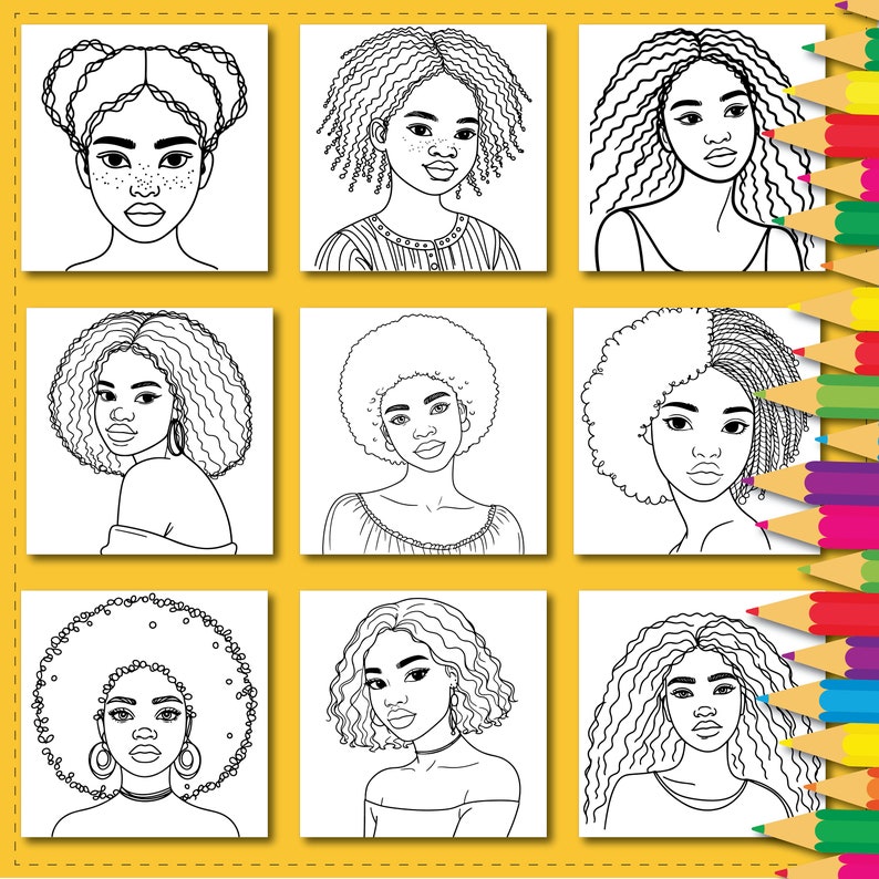 Black Girl Magic Coloring Pages: African American Portraits (PDF) - Etsy