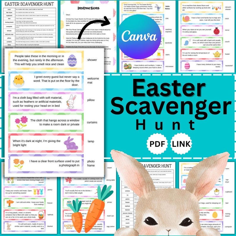 Difficult Indoor Easter Scavenger Hunt Clues, Challenging Easter ...