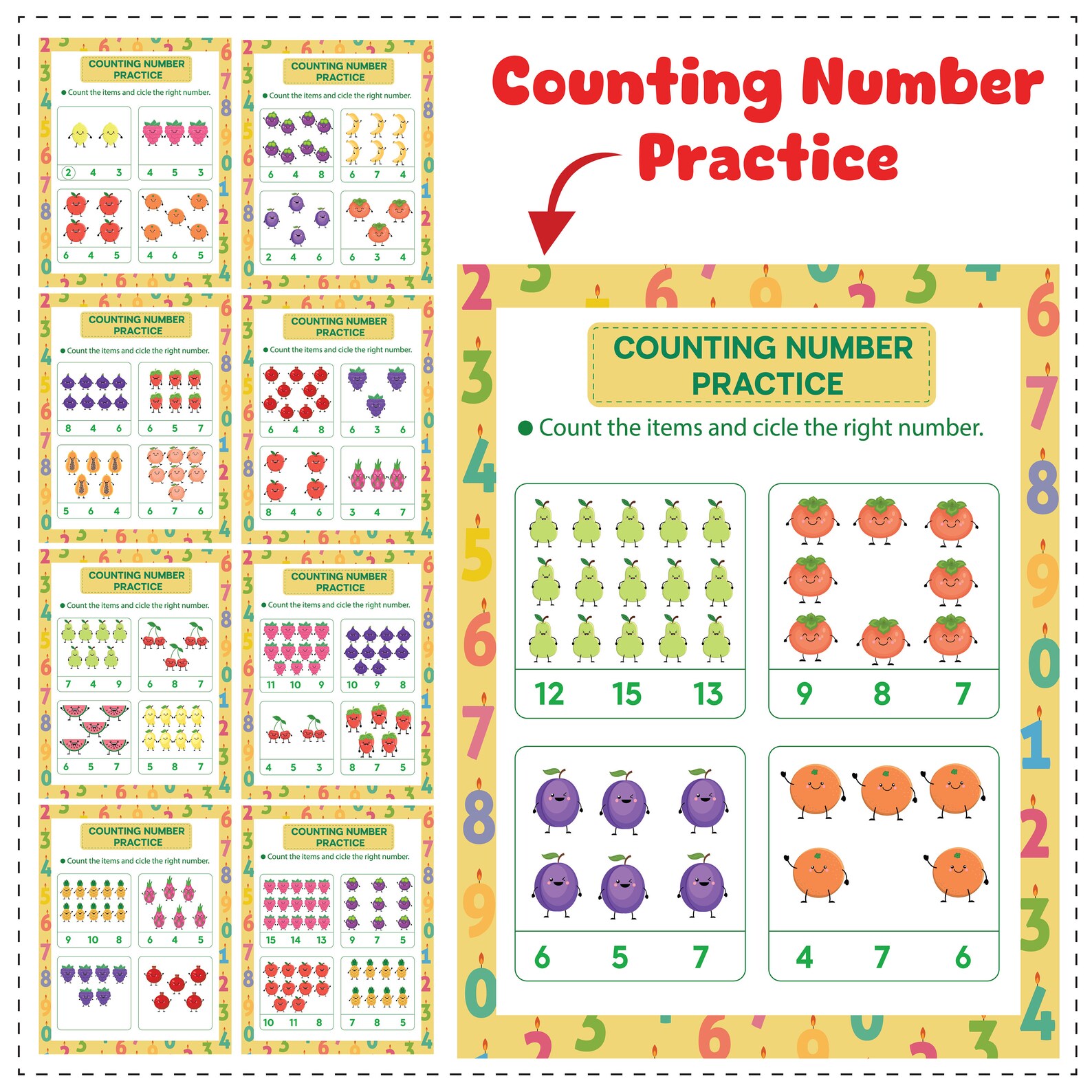 Back to School Printable Math Worksheet Activity Pages, Kindergarten ...