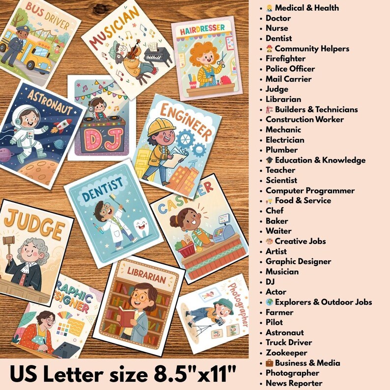 Jobs & Occupations Flashcards for Kids – Printable Preschool Learning ...
