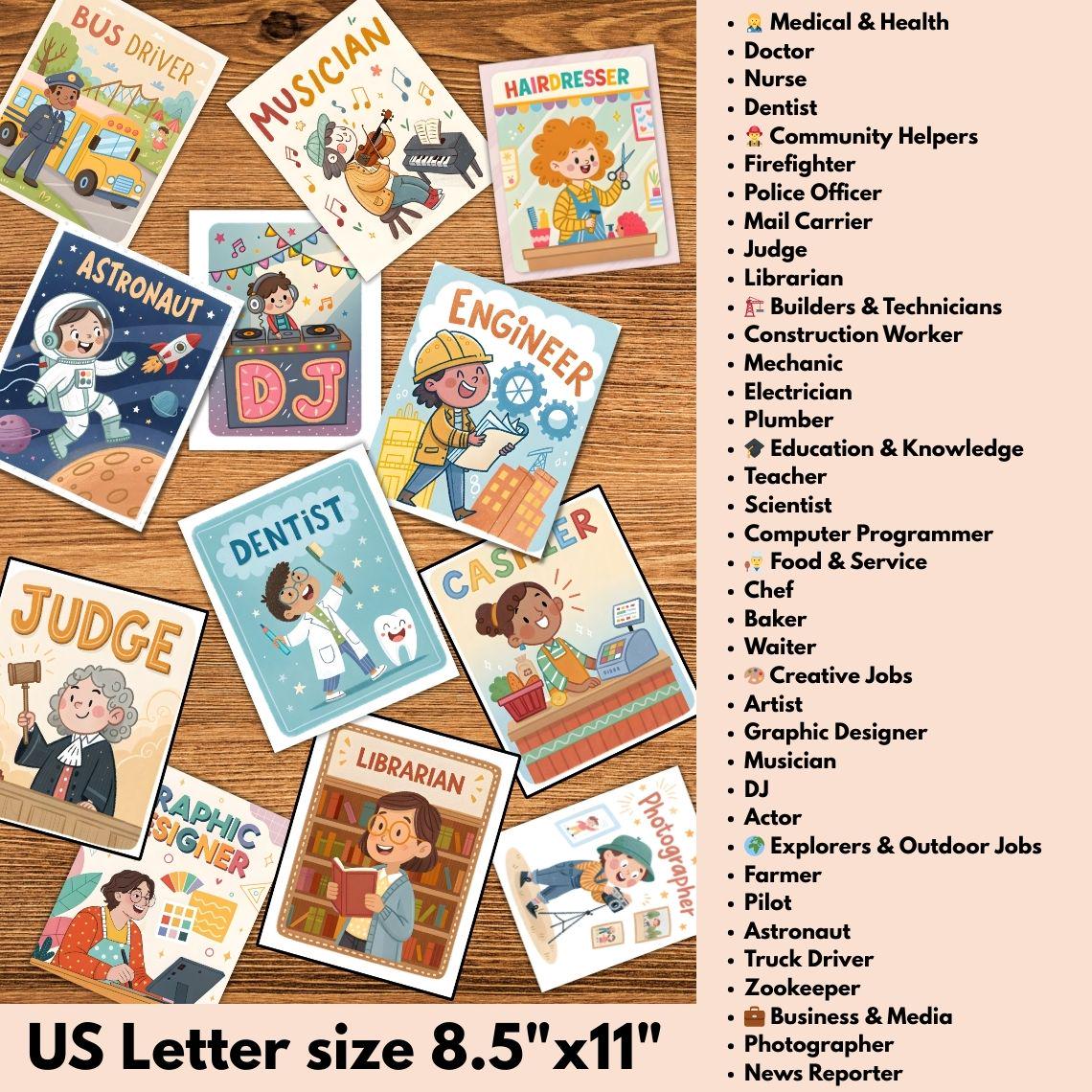 Jobs & Occupations Flashcards for Kids – Printable Preschool Learning ...