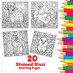20 Printable Farm Animals Stained Glass Coloring Pages for Youngers and ...