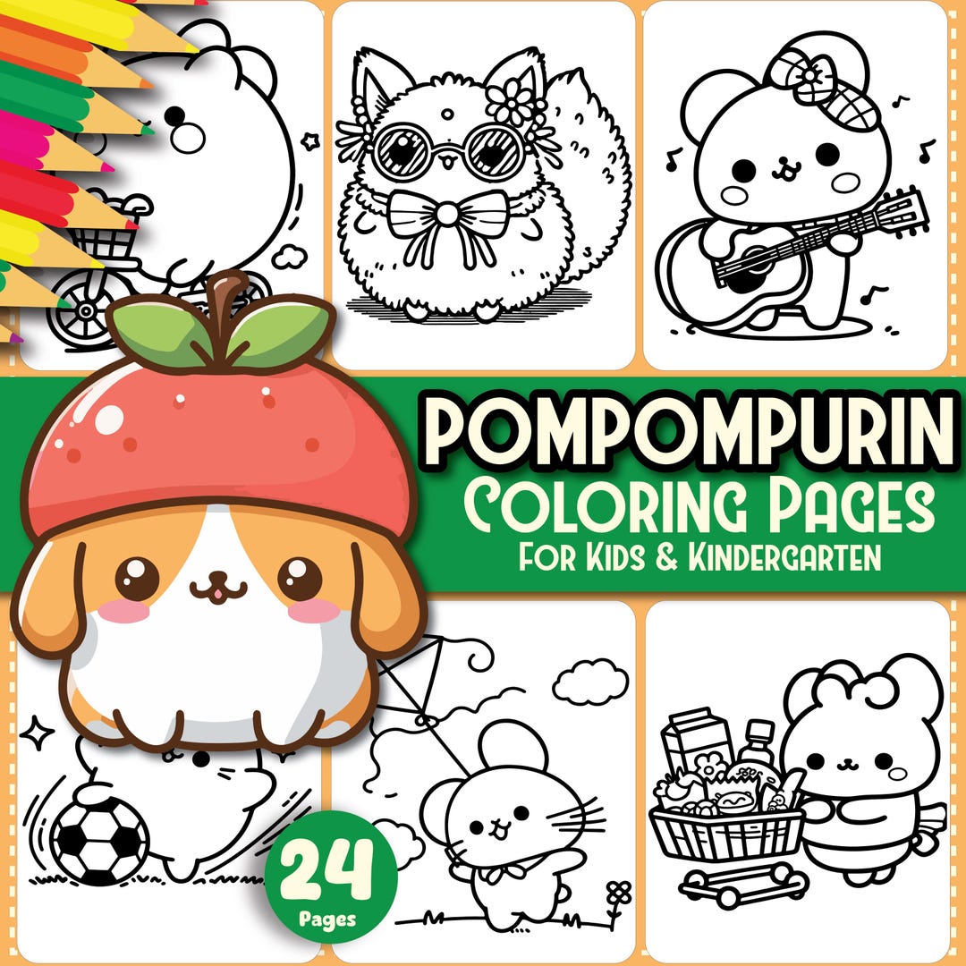 24 Printable Pompompurin Coloring Pages for Kids & Kindergarten, Bold ...