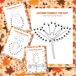 75 Printable Fall Autumn Dot to Dot Worksheet Coloring Book for Kids ...