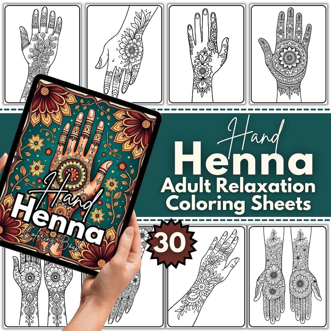 Henna Hand Coloring Pages: 30 Mehndi Designs (digital Download) - Etsy